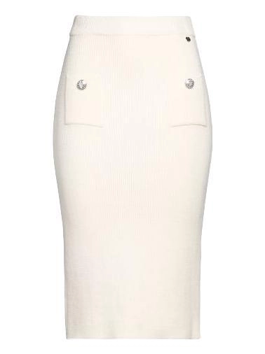 Liu Jo Midi Pencil Skirt With Embellished Pockets - Ivory