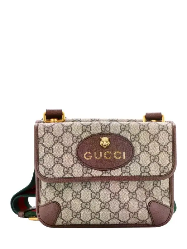 Gucci Neo Vintage Flap Messenger Gg Coated Canvas Small - Brown