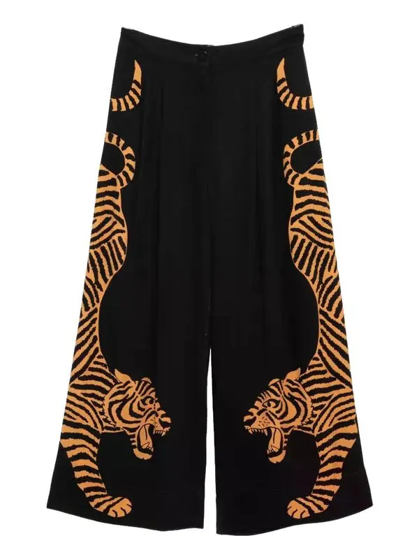 Farm Rio Tiger-print Trousers - Black