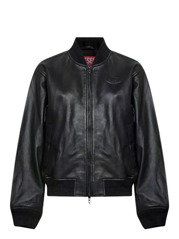 DIESEL Leather Zip-up Jacket - Black