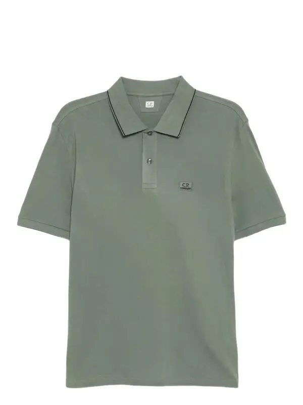 C.P. COMPANY Logo-embroidered Polo Shirt - Green