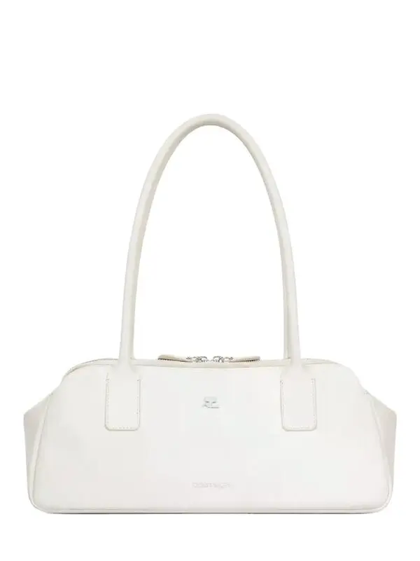 COURREGES Strip Leather Shoulder Bag - White