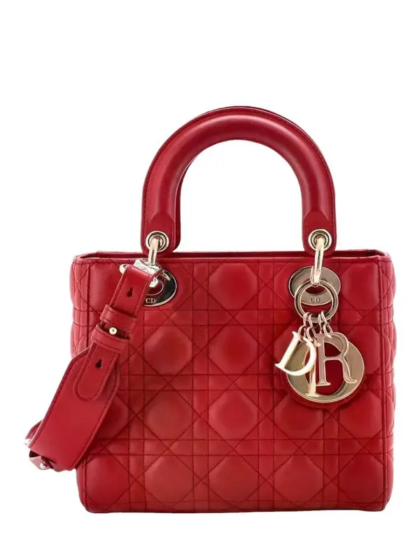 Dior My Abcdior Lady Bag Cannage Quilt Lambskin - Red