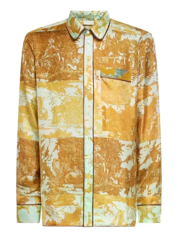 PIERRE-LOUIS MASCIA Aloe Print Long-sleeve Shirt - Brown