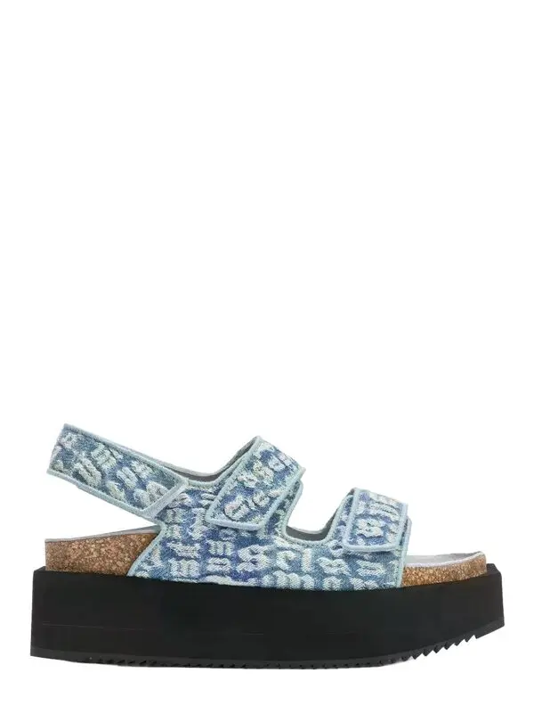 Palm Angels Birk Platform Sandals - Blue