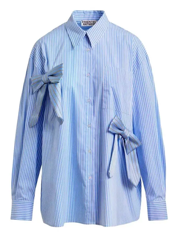Essentiel Antwerp Striped Bow Appliqué Shirt - Blue