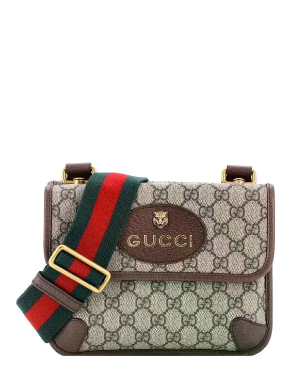 Gucci Neo Vintage Flap Messenger Gg Coated Canvas Small - Brown
