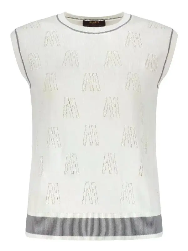 MOORER Ribbed Knit Top - White