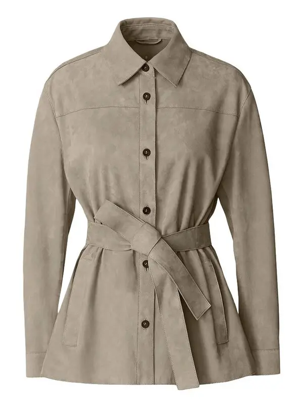 Mackage Azalia-su Suede Shirt Jacket - Taupe