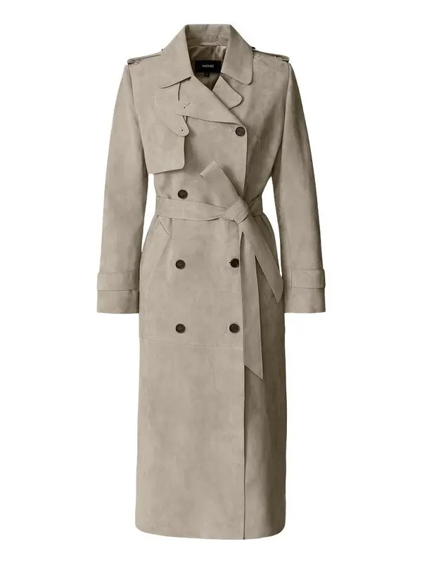 Mackage Gael-su Maxi Suede Trench Coat - Taupe