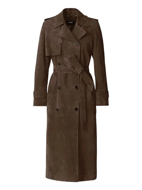 Mackage Gael-su Maxi Suede Trench Coat - Umber