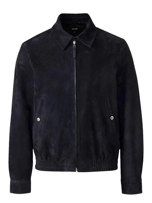 Mackage Giovanni-su Suede Bomber Jacket - Navy