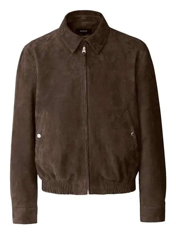 Mackage Giovanni-su Suede Bomber Jacket - Umber