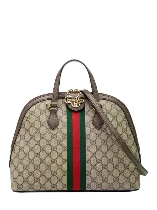 Gucci Medium Gg Supreme Ophidia Web Satchel - Brown