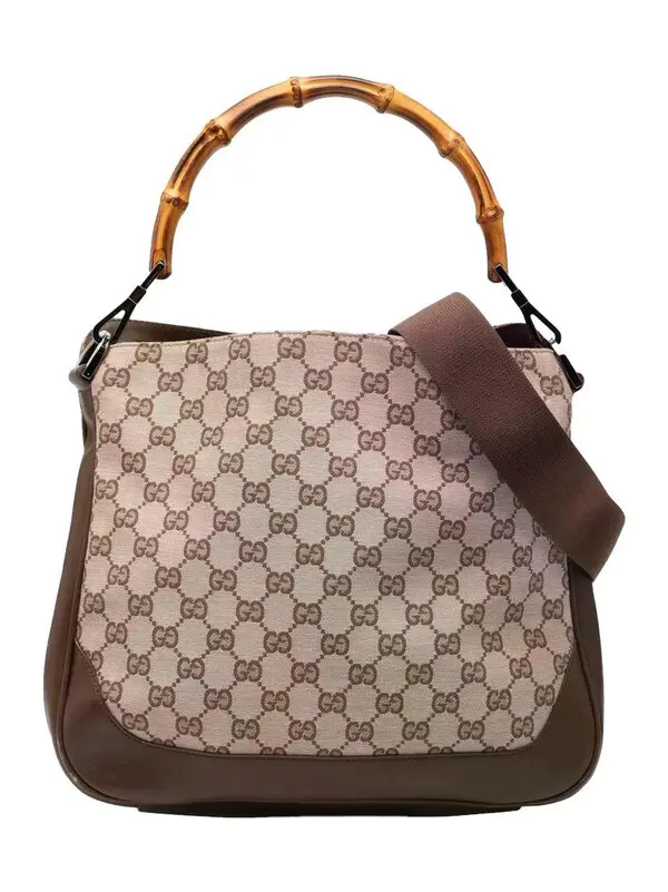 Gucci Gg Canvas Bamboo Satchel - Brown