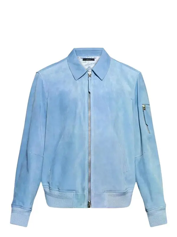 TOM FORD Zipped Suede Bomber Jacket - Blue