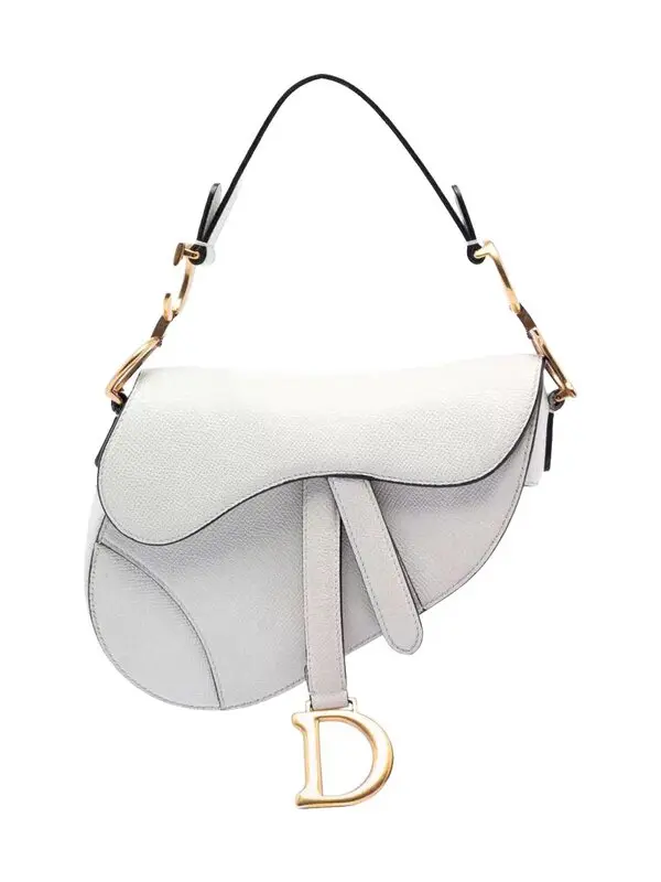 Dior 2020 Grained Calfskin Mini Saddle Bag - White