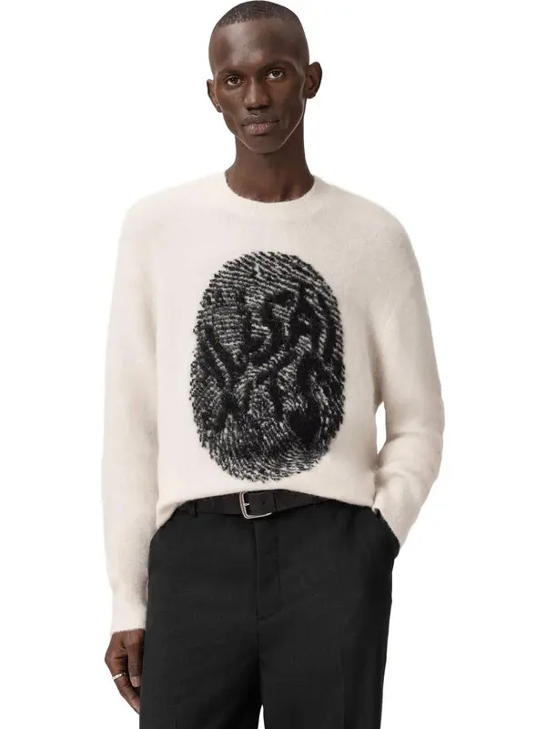 ALLSAINTS Ridges Oversized Graphic Sweater - Ecru White/black