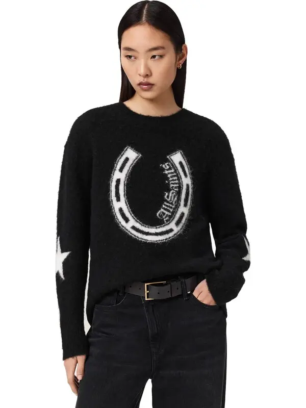 ALLSAINTS Kismet Crew Neck Sweater - Black/chalk White