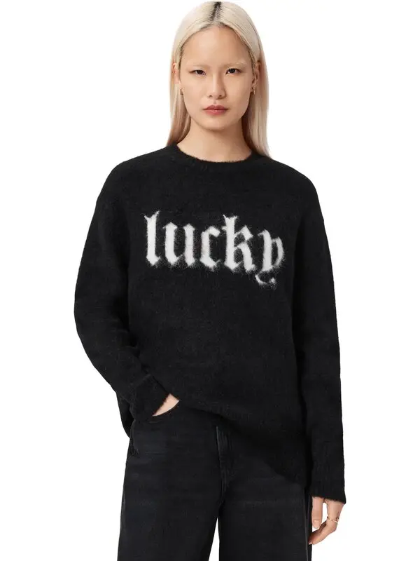 ALLSAINTS Lucky Crew Neck Pullover Sweater - Black