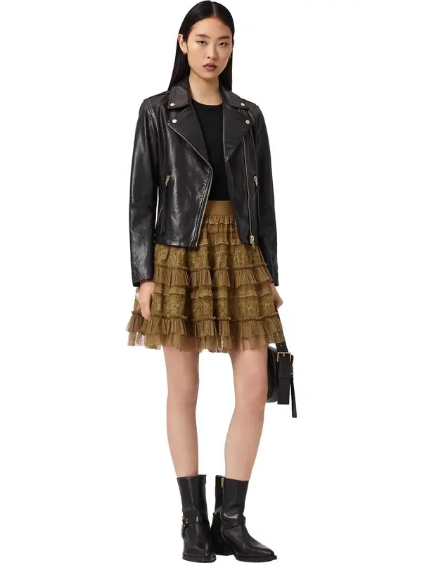 ALLSAINTS Arlea Lace Mini Skirt - Butternut Brown