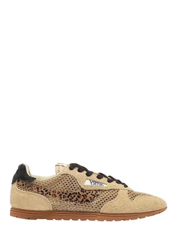 AUTRY Windspin Low Leopard Knit Sneakers - Sand