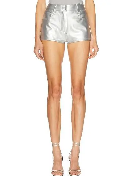 Norma Kamali High-waisted Jean Short - Silver