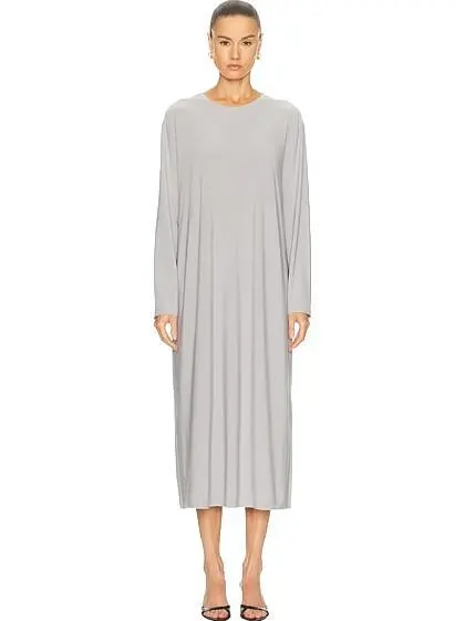 Norma Kamali Oversized Long Sleeve Midcalf Shirt Dress - Grey