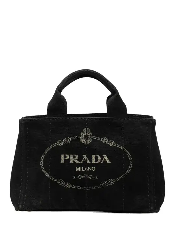 Prada 2000-2013 Small Canapa Logo Satchel - Black