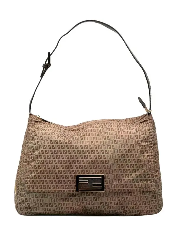 Fendi Micro Zucchino Canvas Mamma Forever Shoulder Bag - Brown