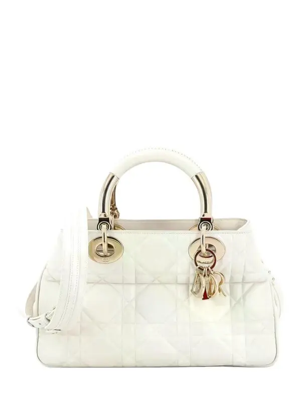 Dior Lady 95.22 Medium Tote Bag Cannage Embossed Leather - White