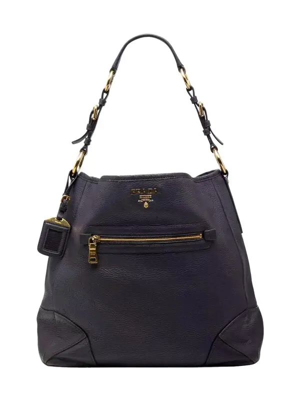Prada 2000-2025 Vitello Daino Front Zip Bag - Purple
