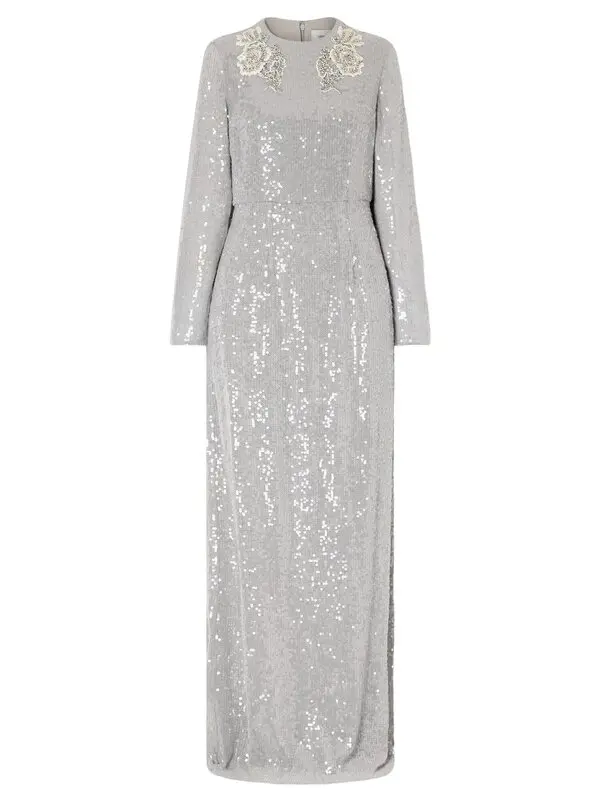 Erdem Crystal-embroidered Sequined Georgette Gown - Silver