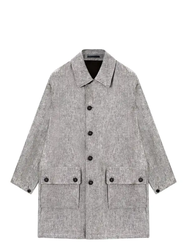 Giorgio Armani Mélange Linen Pea Coat - Grey