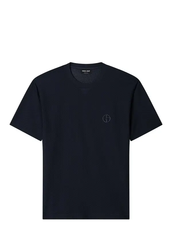 Giorgio Armani Technical Waffle T-shirt - Navy Blue