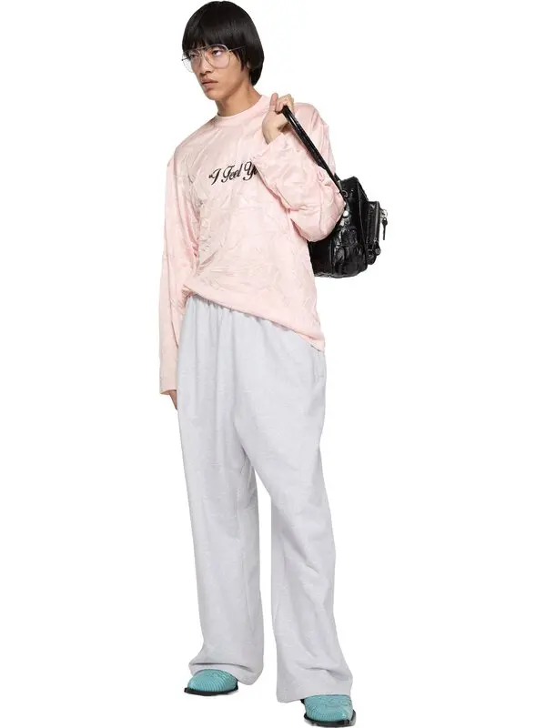 Acne Studios Crinkled Graphic Long-sleeve T-shirt - Powder Pink