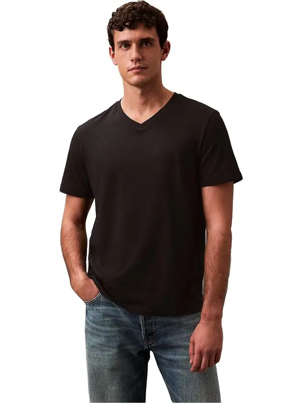 Calvin Klein Liquid Touch Classic V Neck T-shirt - Black Beauty