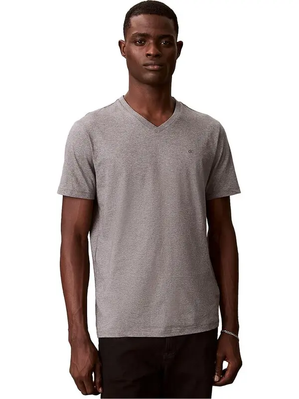 Calvin Klein Liquid Touch Classic V Neck T-shirt - Medium Grey Heather