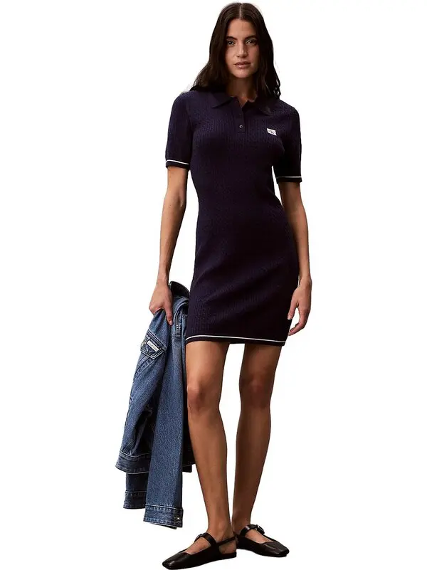 Calvin Klein Cable Knit Mini Dress - Evening Blue