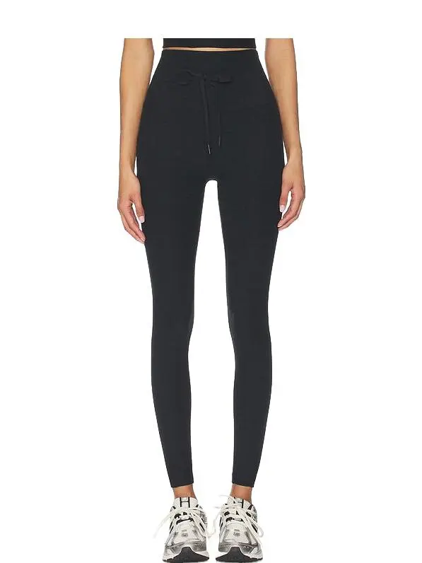 Beyond Yoga Spacedye Go Pocket Midi Legging In Black - Darkest Night