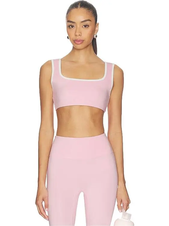 Year Of Ours Recycled Contrast Staple Sports Bra In Pink - Strawberry Cream