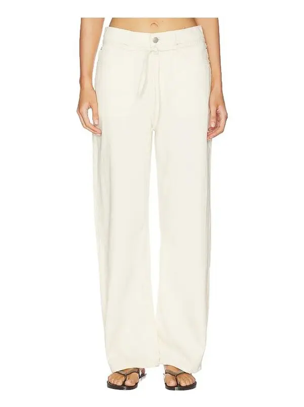 DL1961 Casie Aura Mid Rise Relaxed Wide Leg Jeans - Crema