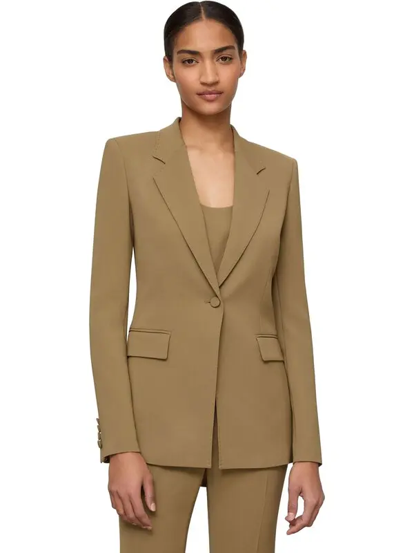 Lafayette 148 New York Crepe Single-button Blazer - Khaki Green