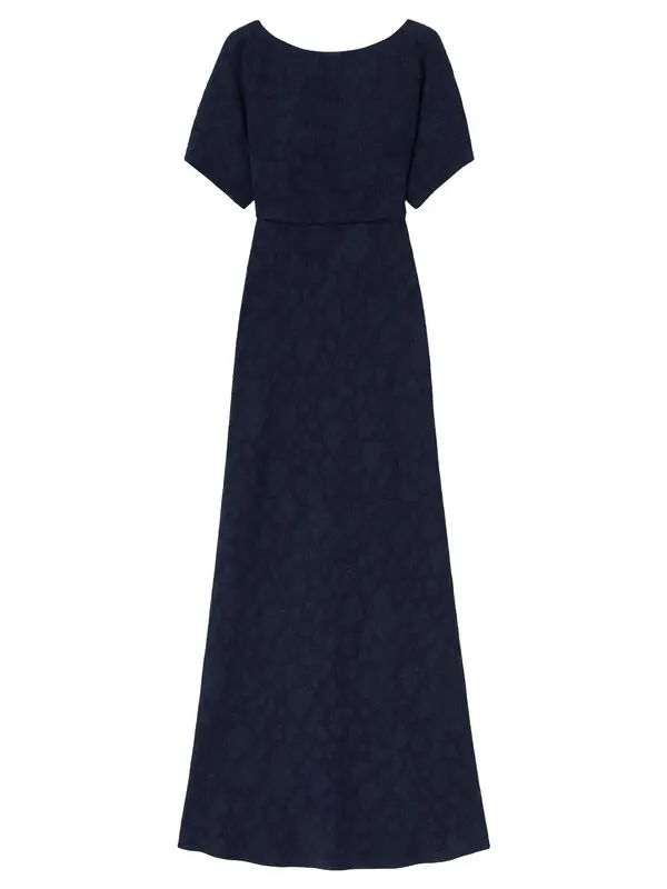 Lafayette 148 New York Rosette Jacquard Gown - Blue Ink