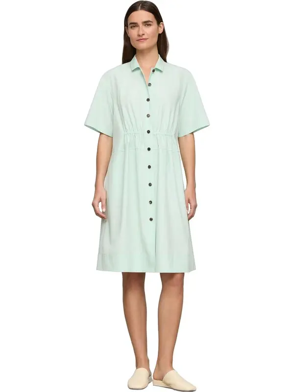 Lafayette 148 New York Organic Cotton Poplin Shirt Dress - Aquamarine