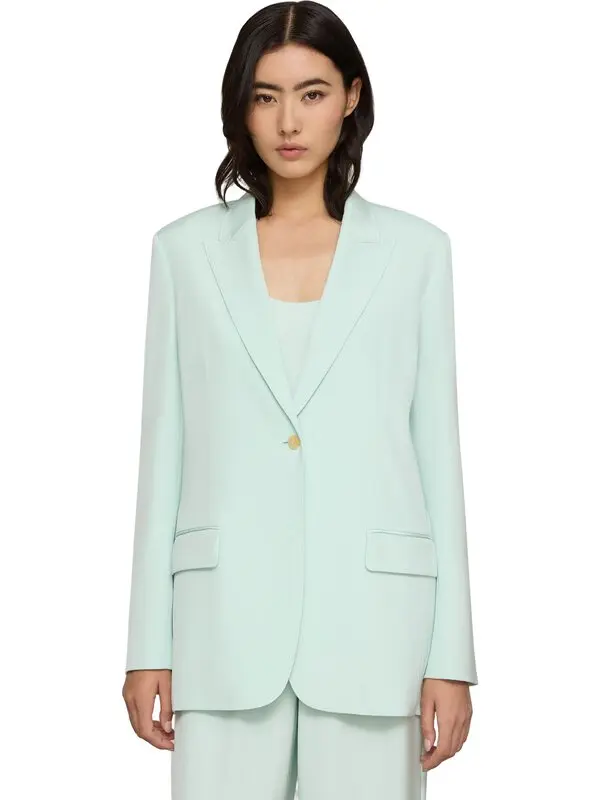 Lafayette 148 New York Organic Silk Single-button Blazer - Aquamarine