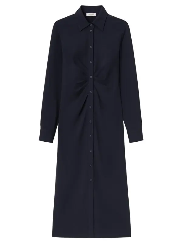 Lafayette 148 New York Crepe Slim Shirt Dress - Blue Ink