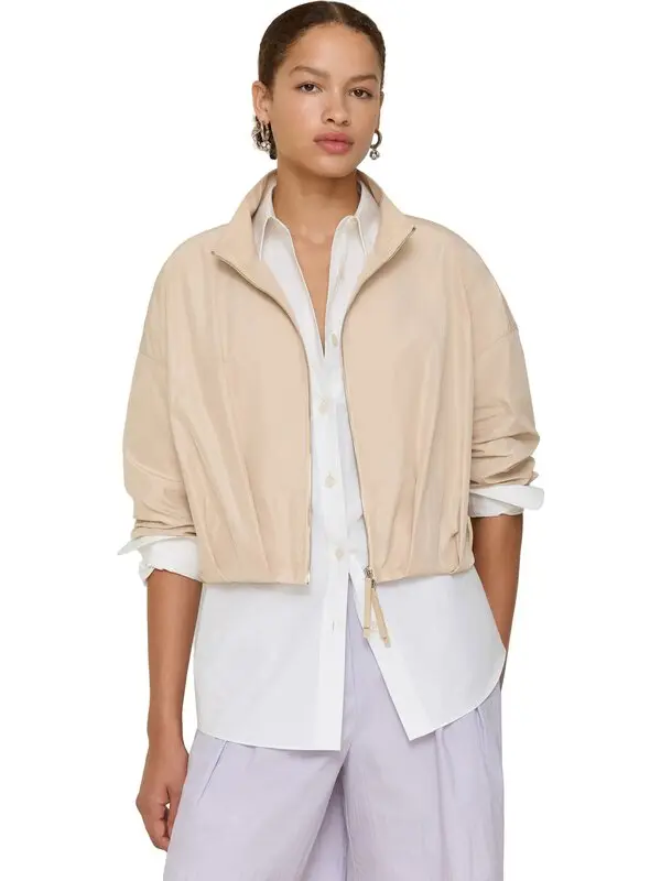Lafayette 148 New York Tech Twill Short Jacket - Plaster