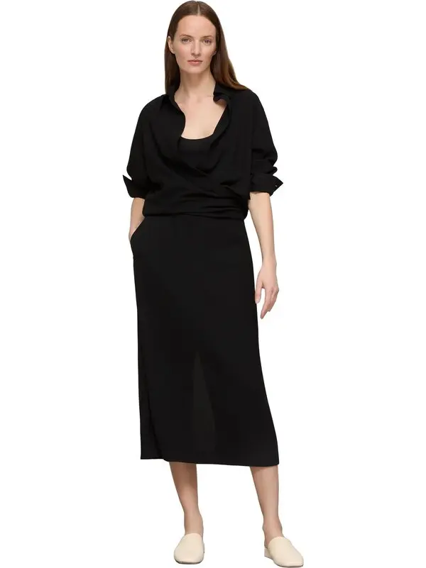 Lafayette 148 New York Crepe Shirt Dress With Layered Tank - Black