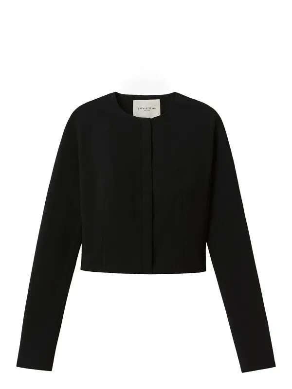 Lafayette 148 New York Crepe Slim Cropped Jacket - Black